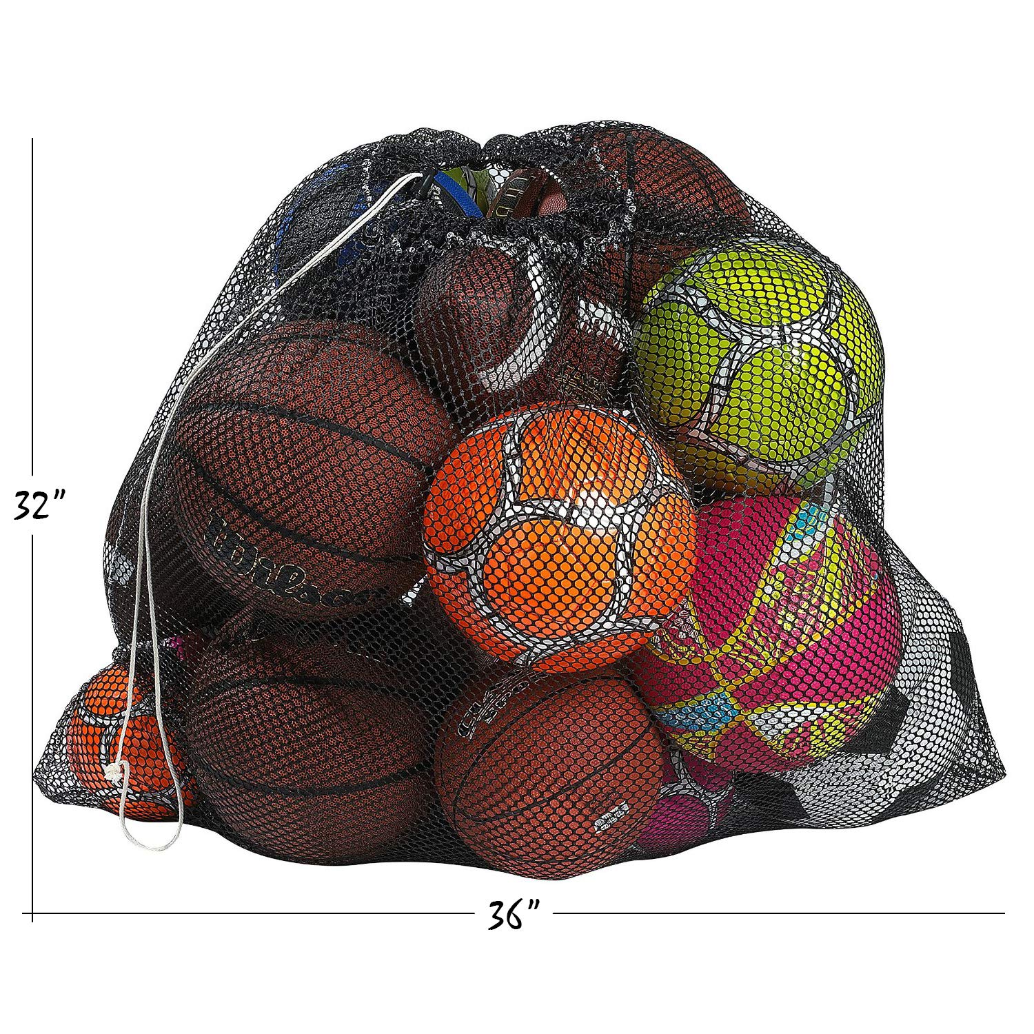 Handy Laundry Mesh Equipment Bag, Black - 32" x 36" - Adjustable, sliding drawstring cord closure. Perfect bag for parent or coach, easy to transport and keeping your sporting gear organized.