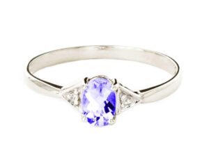 galaxy gold gg 14k solid white gold ring with diamonds and tanzanite - size 8.0