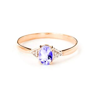 galaxy gold gg 14k solid rose gold ring with diamonds and tanzanite - size 10.0