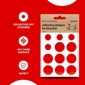 Bookman Reflective Stickers, Dots (Red) - Bike Stickers - Reflective Tire Stickers, 8 x Large and 4 x Small