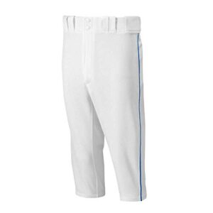 mizuno mens premier short piped pant, white-royal, x-small