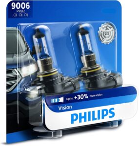 philips 9006 vision upgrade headlight bulb with up to 30% more vision, 2 pack cool white