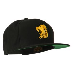 e4Hats.com Gold Lion Embroidered Wool Snapback Cap - Black OSFM