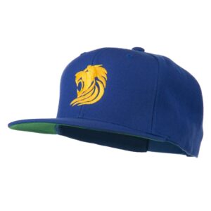 Gold Lion Embroidered Wool Snapback Cap - Royal OSFM