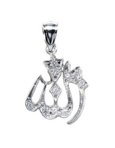 middle eastern jewelry 925 sterling silver cz-accented islamic allah charm pendant