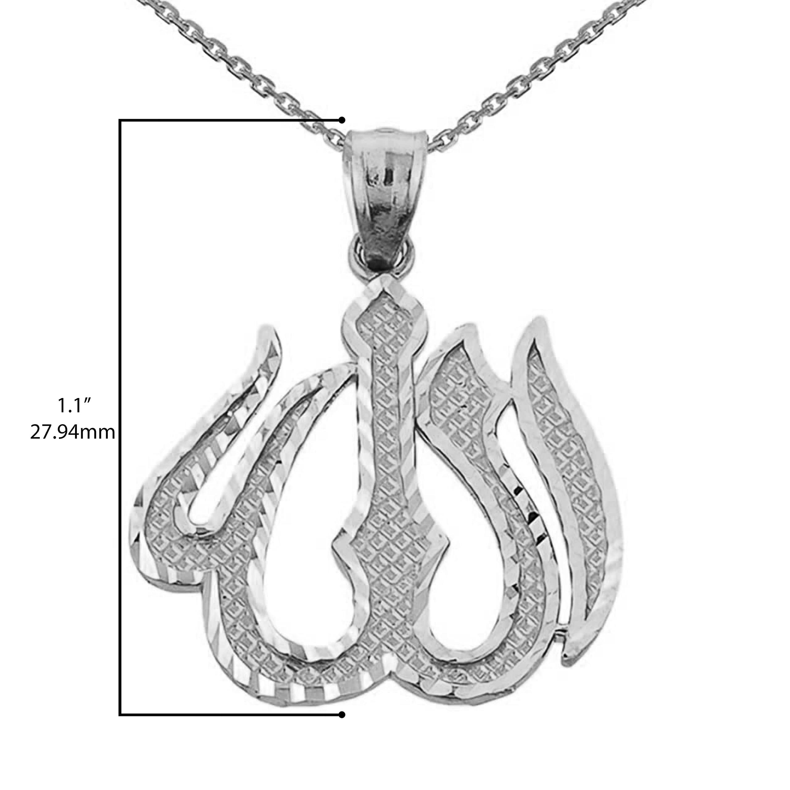 925 Sterling Silver Islamic Allah Necklace Pendant