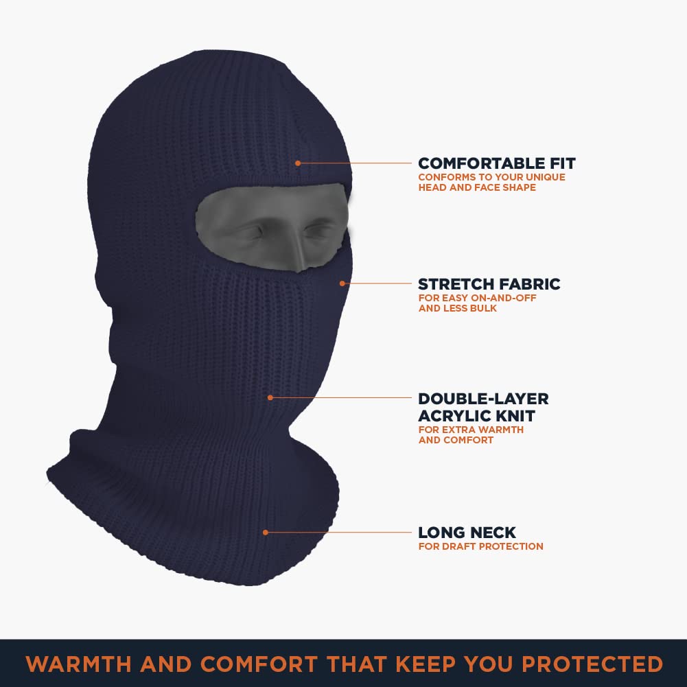 RefrigiWear 2-Layer Acrylic Knit Open-Hole Balaclava Face Mask, Navy Blue (Onesize)