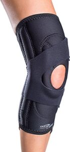 donjoy lateral j patella knee support brace with hinge: drytex, left leg, large