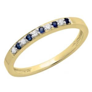 dazzlingrock collection 10k blue sapphire & white diamond women anniversary stackable ring, yellow gold, size 7