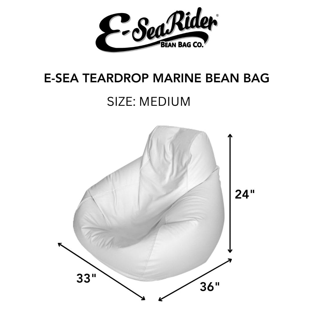 E-SeaRider Teardrop Marine Beanbag (White/White, Medium)