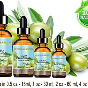 Botanical Beauty SQUALANE Italian Olive. 100% Pure Natural Undiluted Oil. 1 fl.oz- 30ml. 100% Ultra-Pure Moisturizer for Face, Skin, Body, Hair. Reliable 24/7 Skincare Protection