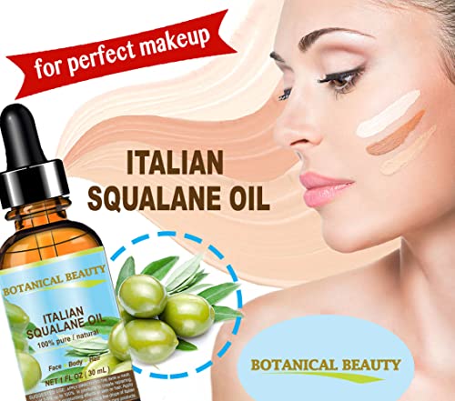 Botanical Beauty SQUALANE Italian Olive. 100% Pure Natural Undiluted Oil. 1 fl.oz- 30ml. 100% Ultra-Pure Moisturizer for Face, Skin, Body, Hair. Reliable 24/7 Skincare Protection