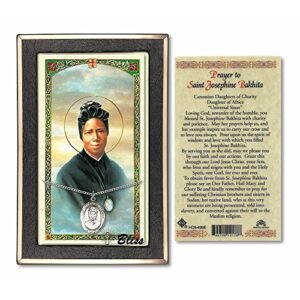 bonyak jewelry pewter st. josephine bakhita on a 18 inch curb chain with a prayer to st anthony prayer card