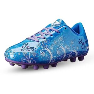 vizari frost outdoor firm ground kids soccer cleats | athletic football shoes for boys and girls | stylish outdoor soccer shoes blue/purple