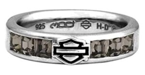 harley-davidson women's ring, black ice crystals bar & shield band hdr0360 (8)