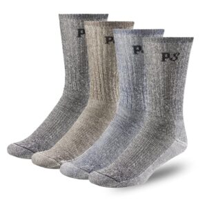 small medium 127-crew-mix-4pairs unisex socks 2 charcoal black, 1 navy, 1 brown