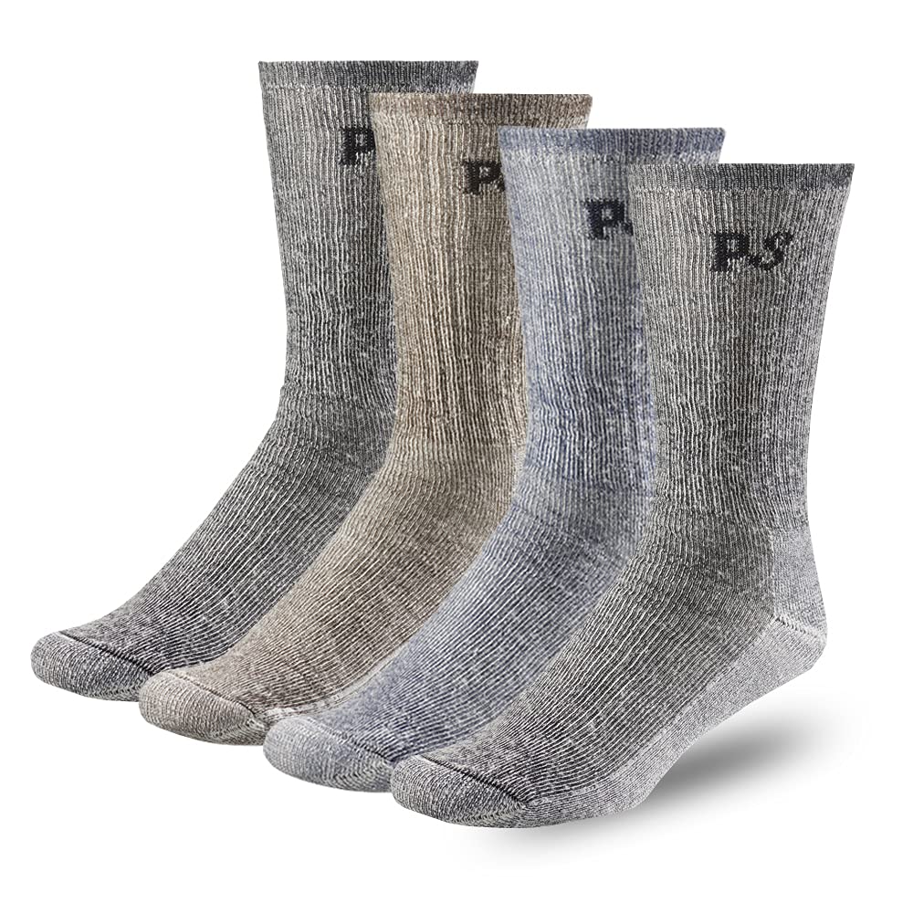 Small Medium 127-crew-mix-4pairs Unisex Socks 2 Charcoal Black, 1 Navy, 1 Brown