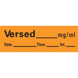 pdc healthcare an-149 anesthesia removable tape with date, time & initial, versed mg/ml, 333 imprints, orange, 1/2" width, 500" length