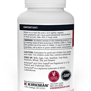 Kirkman - Iron Ferrochel 5mg - 120 capsules - Aids Hemoglobin & Myoglobin Production - Supports Red Blood Cells Formation - Hypoallergenic