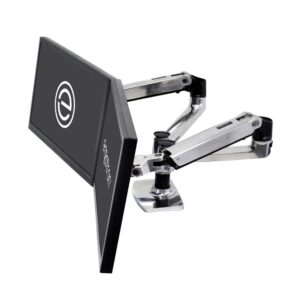 ergotron – lx dual monitor arm, vesa desk mount – for 2 monitors up to 27 inches, 7 to 20 lbs each – polished aluminum