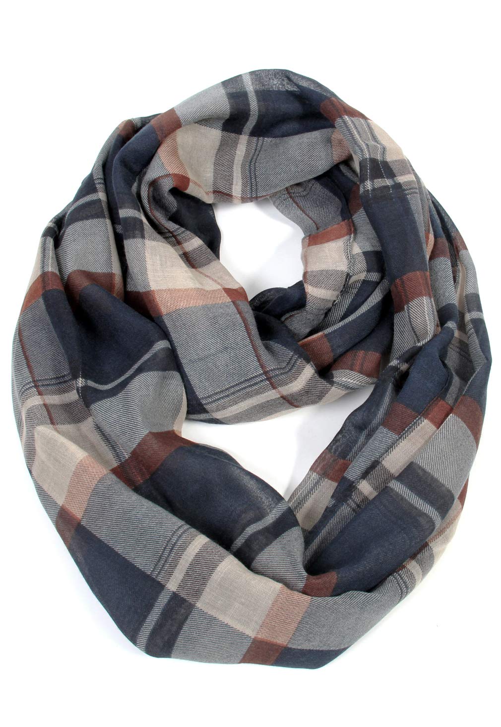 Tartan Plaid & Checks Infinity Fashion Scarves (Plaid Navy)