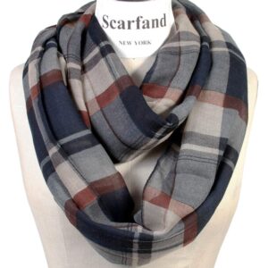 Tartan Plaid & Checks Infinity Fashion Scarves (Plaid Navy)