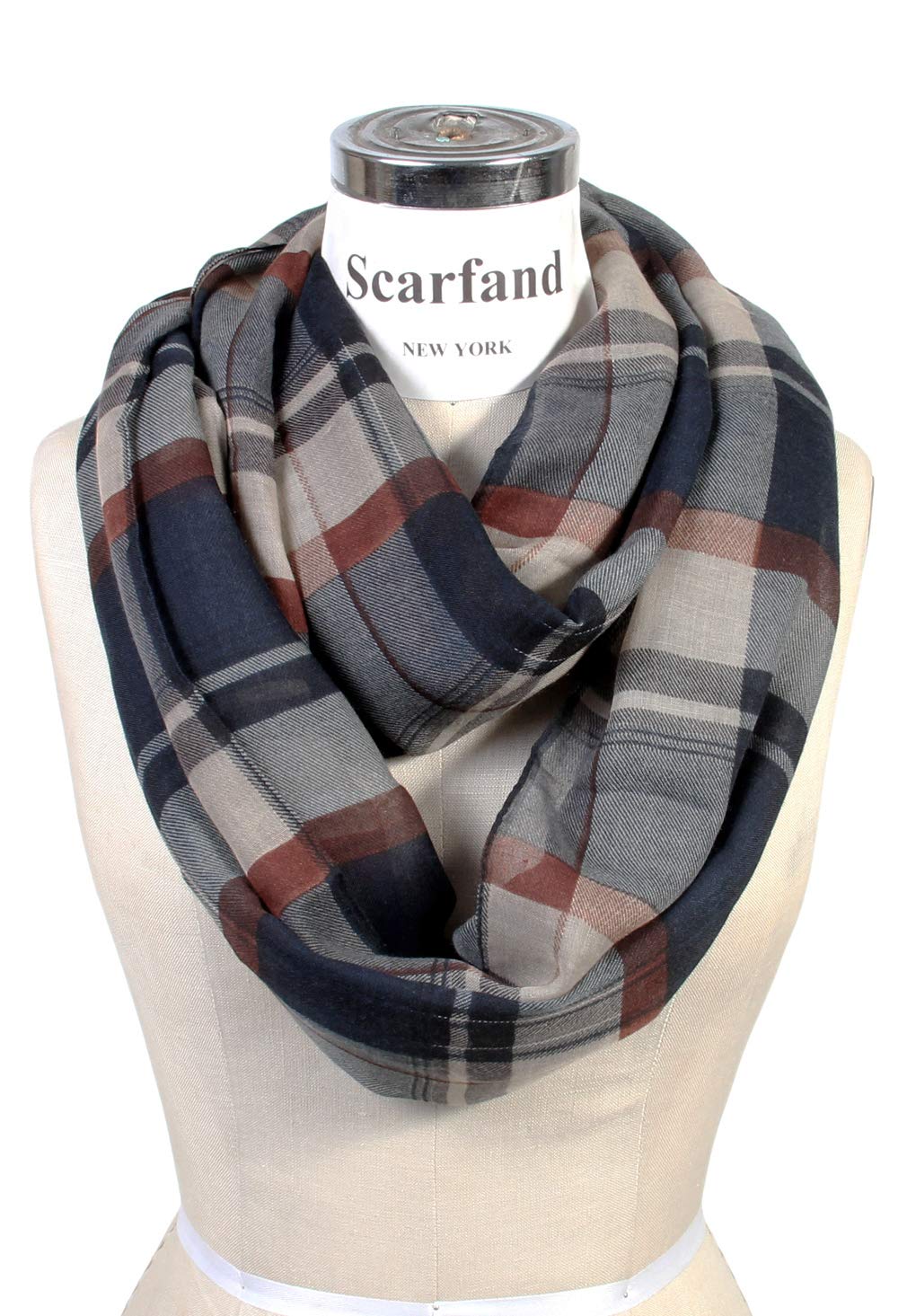 Tartan Plaid & Checks Infinity Fashion Scarves (Plaid Navy)