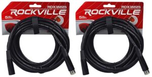 rockville (2) rdx3m25 25 foot 3 pin dmx lighting cables 100% ofc female to male