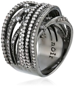 noir jewelry clear pave interlaced wrap ring, size 6