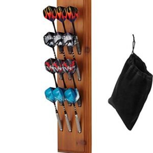 Viper Dart Caddy Solid Wood Wall Mounted Dart Holder / Stand, Displays 4 Sets of Steel or Soft Tip Darts, for all Sisal & Electronic Dartboards, Surrounds & Cabinets, Cinnamon Finish