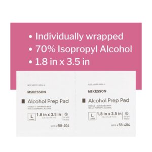 Alcohol Prep Pad, McKesson, Isopropyl Alcohol 70%, Individual Packet, Large, 3.5 X 1.7 Inch, Sterile, 100 Ct. Box, Case of 10 Boxes = 1000 Pads