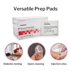 Alcohol Prep Pad, McKesson, Isopropyl Alcohol 70%, Individual Packet, Large, 3.5 X 1.7 Inch, Sterile, 100 Ct. Box, Case of 10 Boxes = 1000 Pads