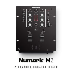 Numark M2 - 2-Channel Scratch DJ Mixer, Rack Mountable with 3-Band EQ, Microphone Input and Replaceable Crossfader with Reverse and Slope Controls