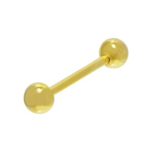 14k yellow gold body piercing straight barbell (14 gauge, 5/8" length)