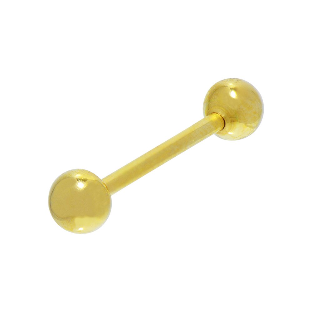 14K Yellow Gold Body Piercing Straight Barbell (14 Gauge, 5/8" Length)