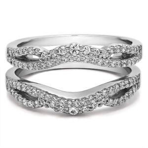 twobirch 0.57 ct. double infinity wedding ring guard enhancer in sterling silver (cz or moissanite) (cubic zirconia, 6)