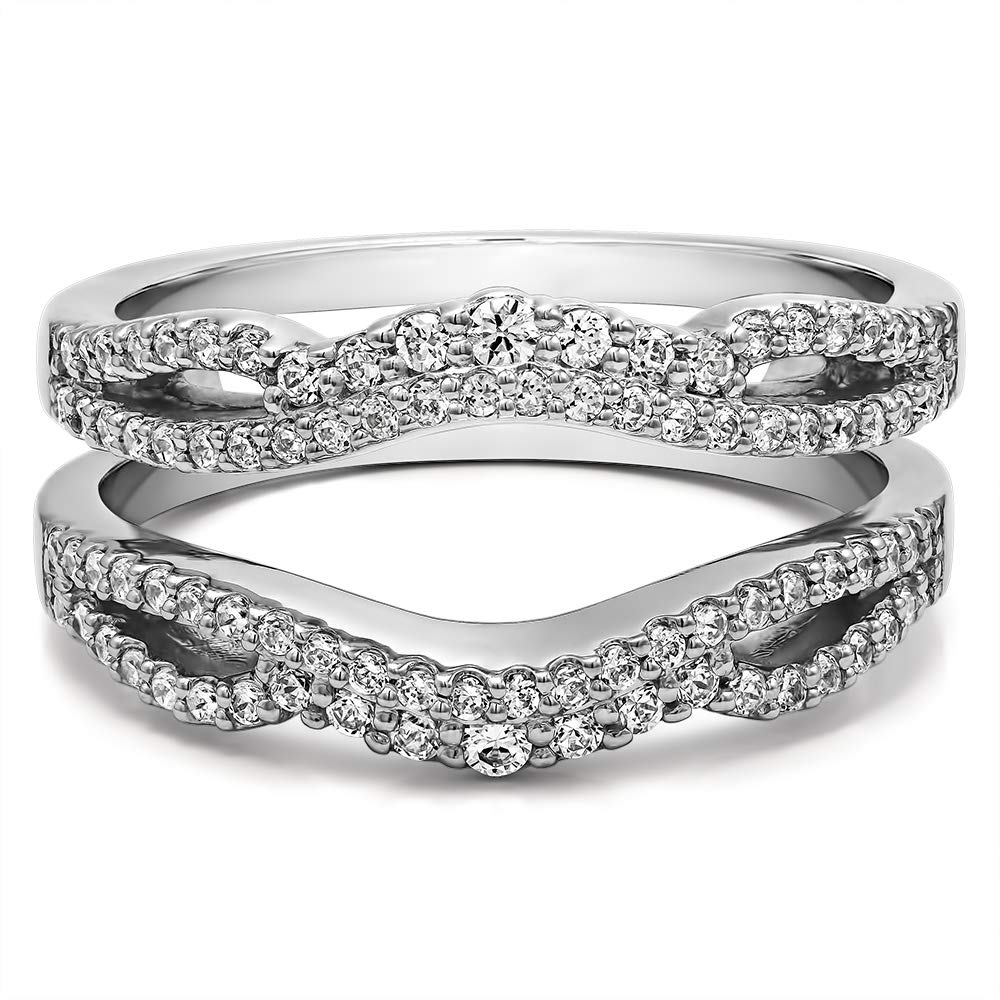 TwoBirch 0.57 Ct. Double Infinity Wedding Ring Guard Enhancer in Sterling Silver (CZ or MOISSANITE) (Cubic Zirconia, 6)