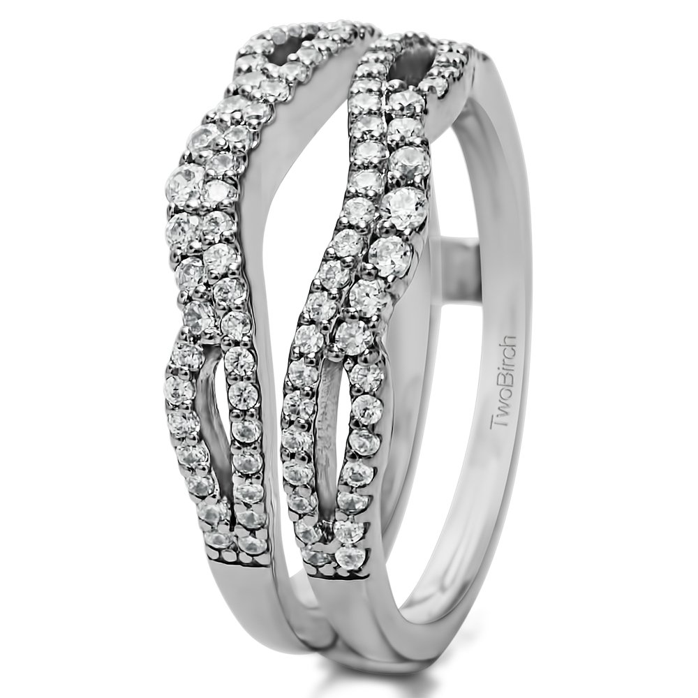 TwoBirch 0.57 Ct. Double Infinity Wedding Ring Guard Enhancer in Sterling Silver (CZ or MOISSANITE) (Cubic Zirconia, 6)