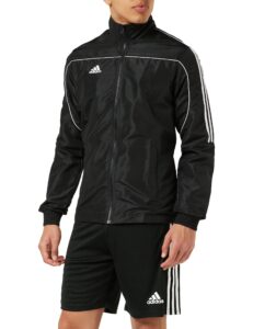 adidas combat sports 3-stripes 100% polyester long sleeve light track jacket - black white - 152 (youth medium)