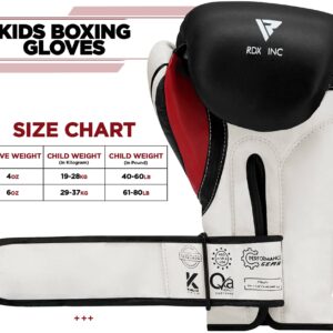 RDX Kids Boxing Gloves, 6oz 4oz Junior Training Mitts, Maya Hide Leather Ventilated Palm, Muay Thai Sparring MMA Kickboxing Fighting, Punch Bag Speed Ball Focus Pads Punching Workout