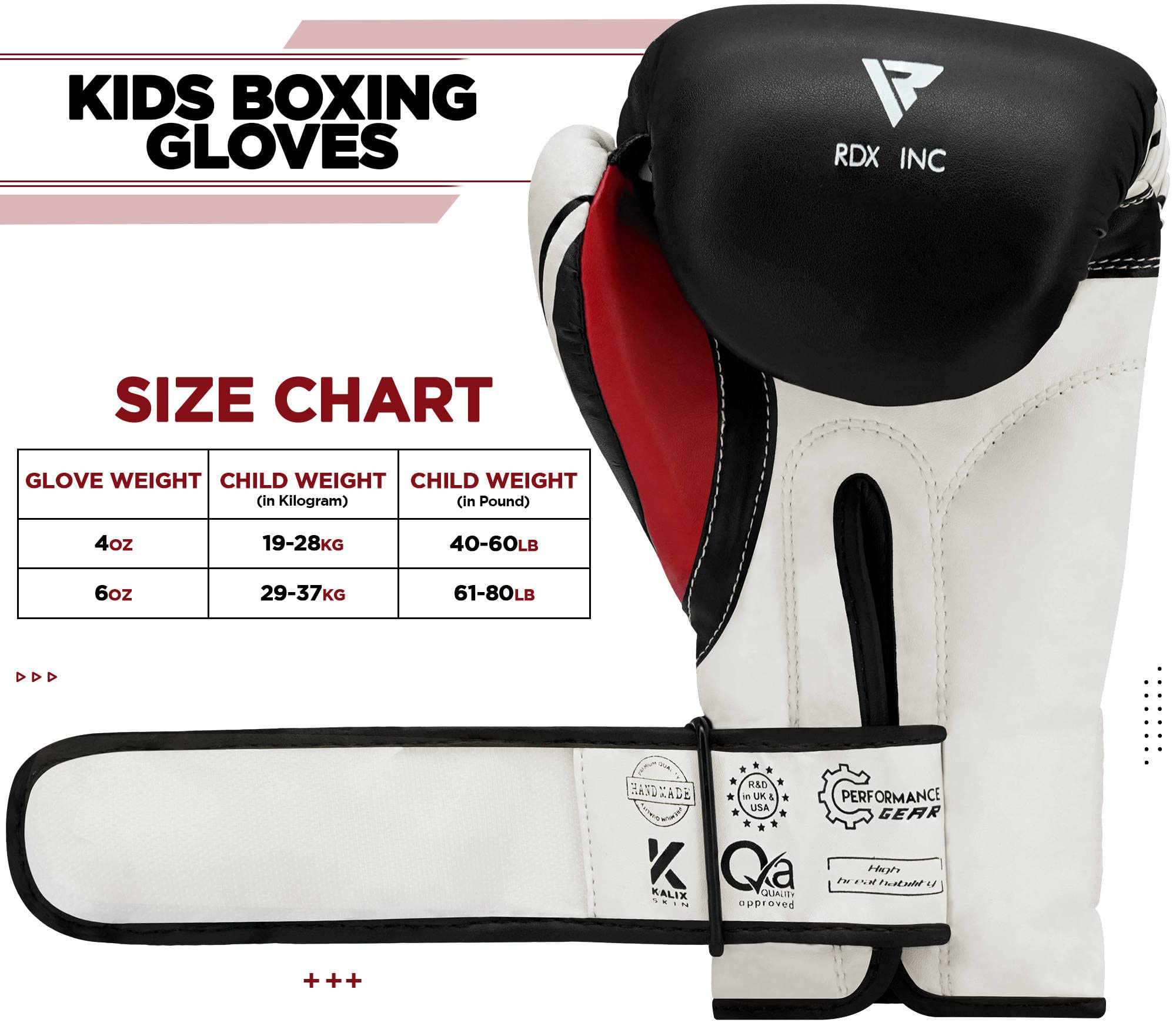 RDX Kids Boxing Gloves, 6oz 4oz Junior Training Mitts, Maya Hide Leather Ventilated Palm, Muay Thai Sparring MMA Kickboxing Fighting, Punch Bag Speed Ball Focus Pads Punching Workout