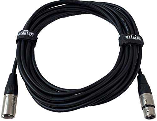 Gearlux XLR Microphone Cable, Fully Balanced, Male to Female, Black, 25 Feet - 2 Pack