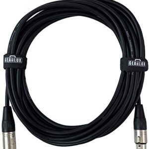 Gearlux XLR Microphone Cable, Fully Balanced, Male to Female, Black, 25 Feet - 2 Pack