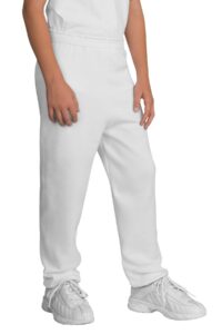 port & company youth core fleece sweatpant white