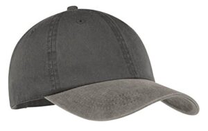 port & company -two-tone pigment-dyed cap osfa black/ pebble