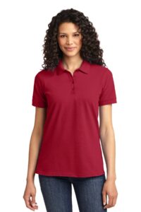 port & company women's 50/50 pique polo m red