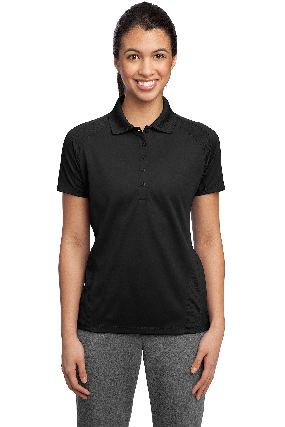 SPORT-TEK Ladies Dri-Mesh Pro Polo M Black