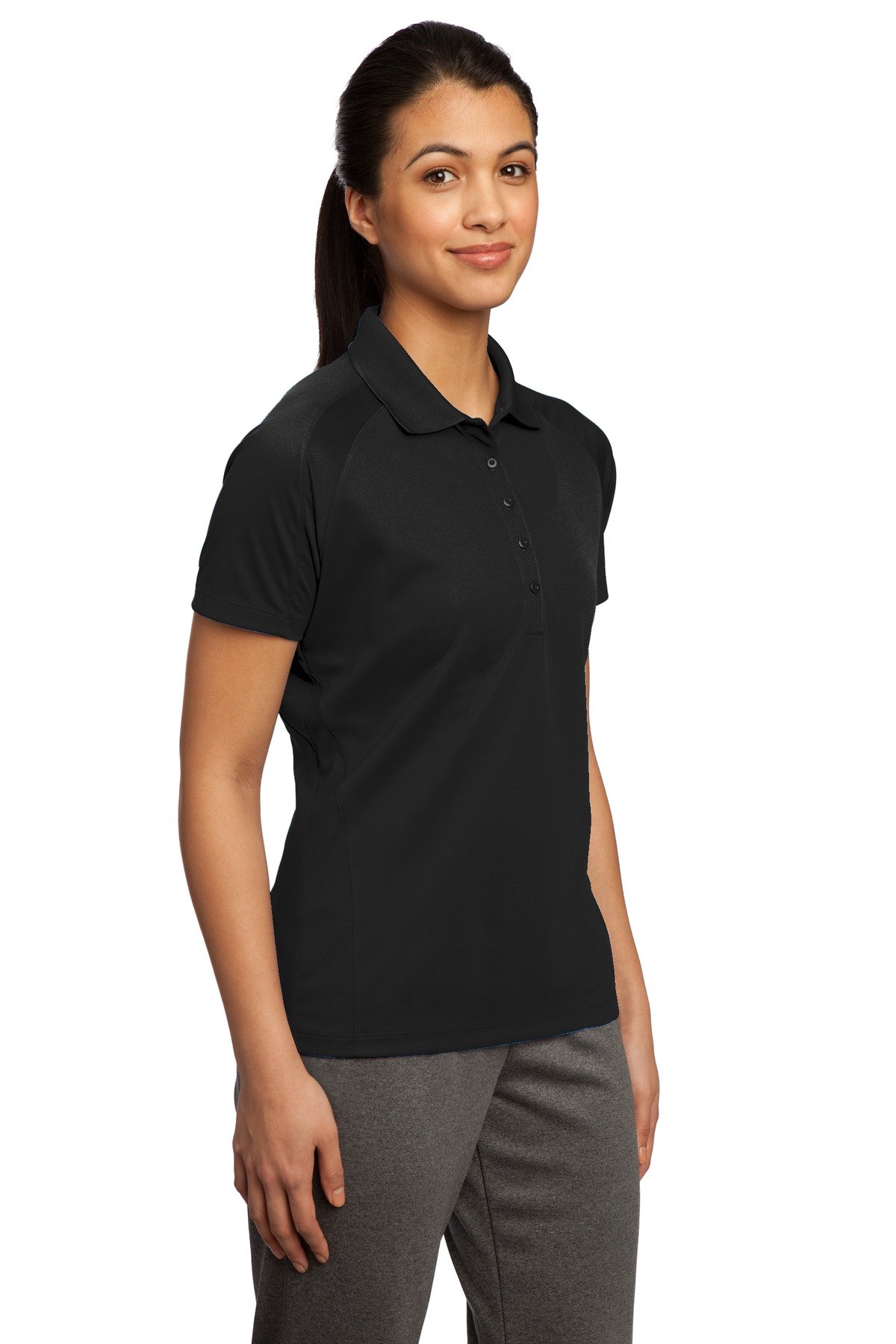 SPORT-TEK Ladies Dri-Mesh Pro Polo M Black