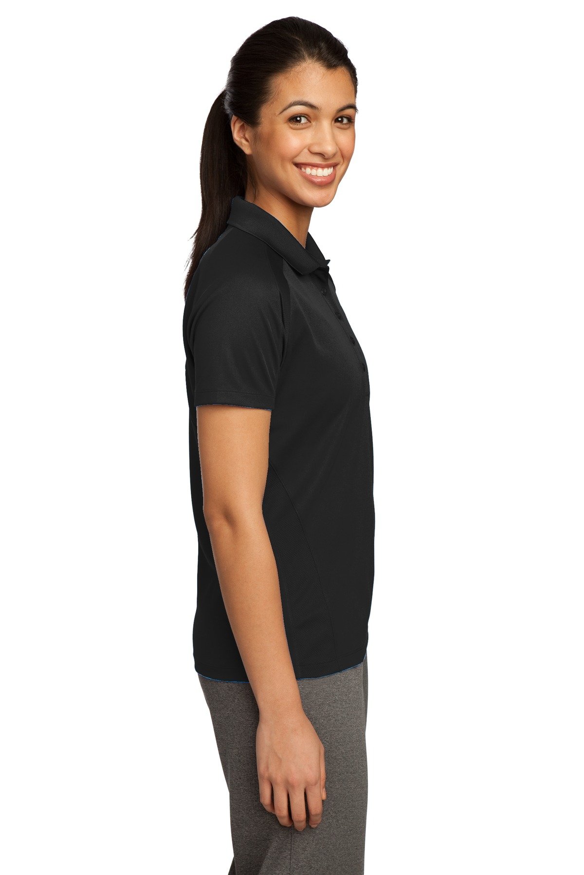 SPORT-TEK Ladies Dri-Mesh Pro Polo M Black