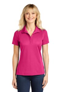 sport-tek women's micropique sport wick polo l pink raspberry